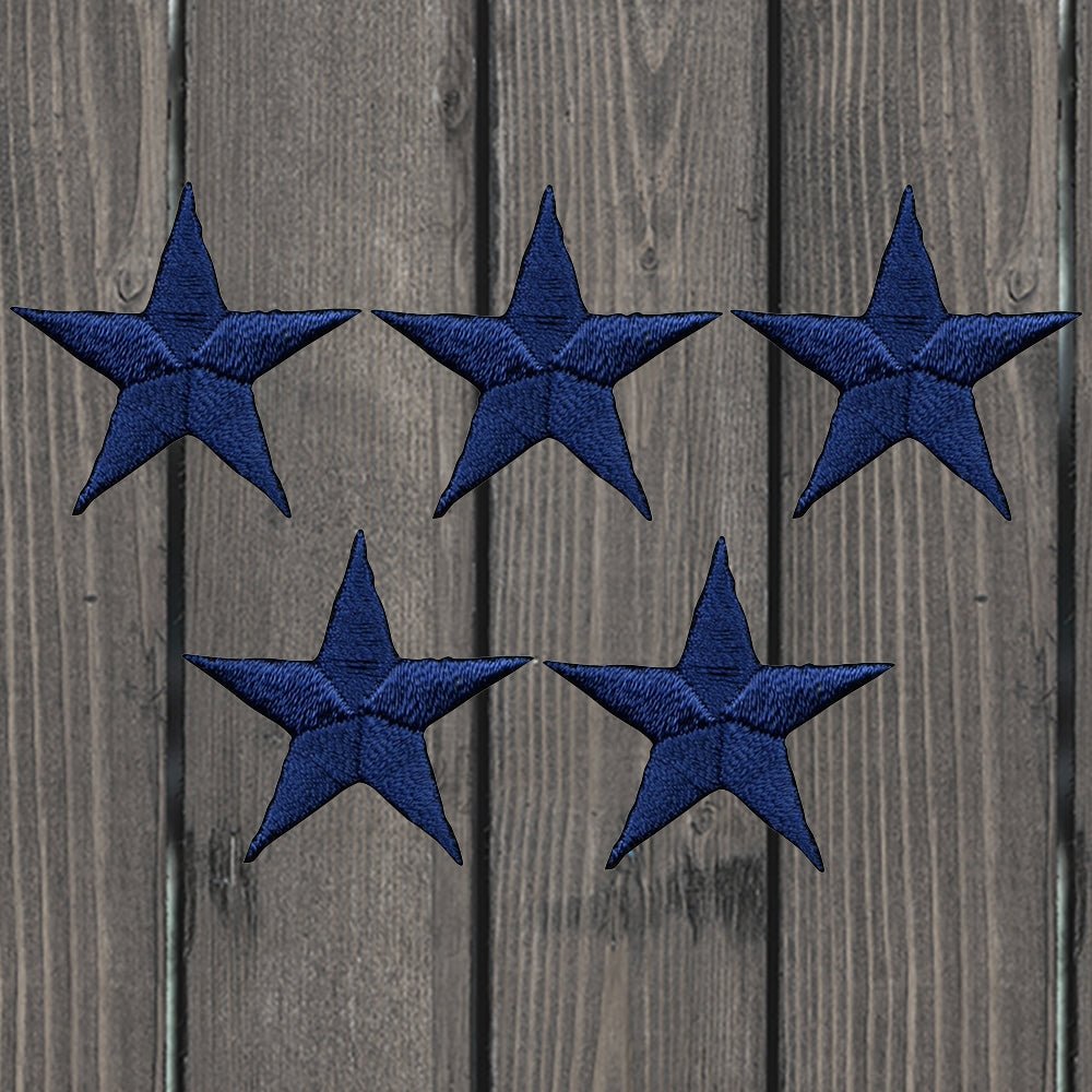 Navy Blue Star Embroidered Patch, 1.5" — 5-Pack — Iron On | Paddy's Patches