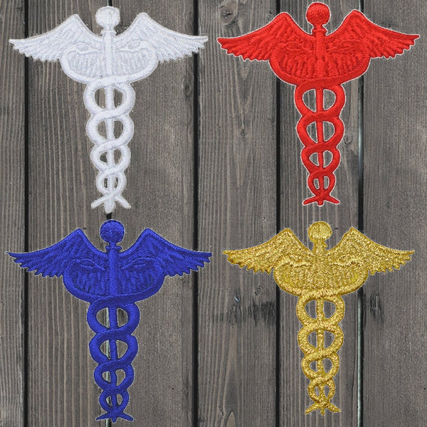 Caduceus Embroidered Patch — 4-Pack — Iron On | Paddy's Patches