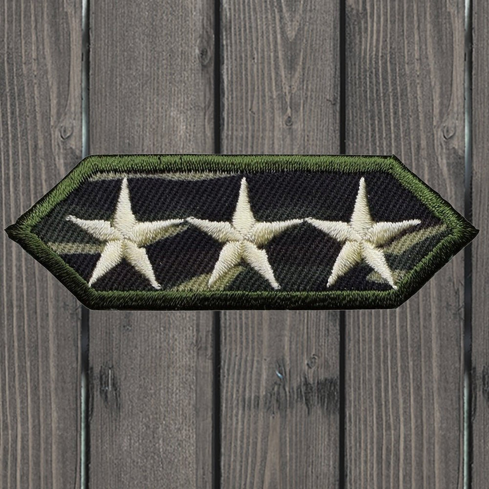 Military 3 Star Camo Embroidered Patch — Iron On | Paddy's Patches