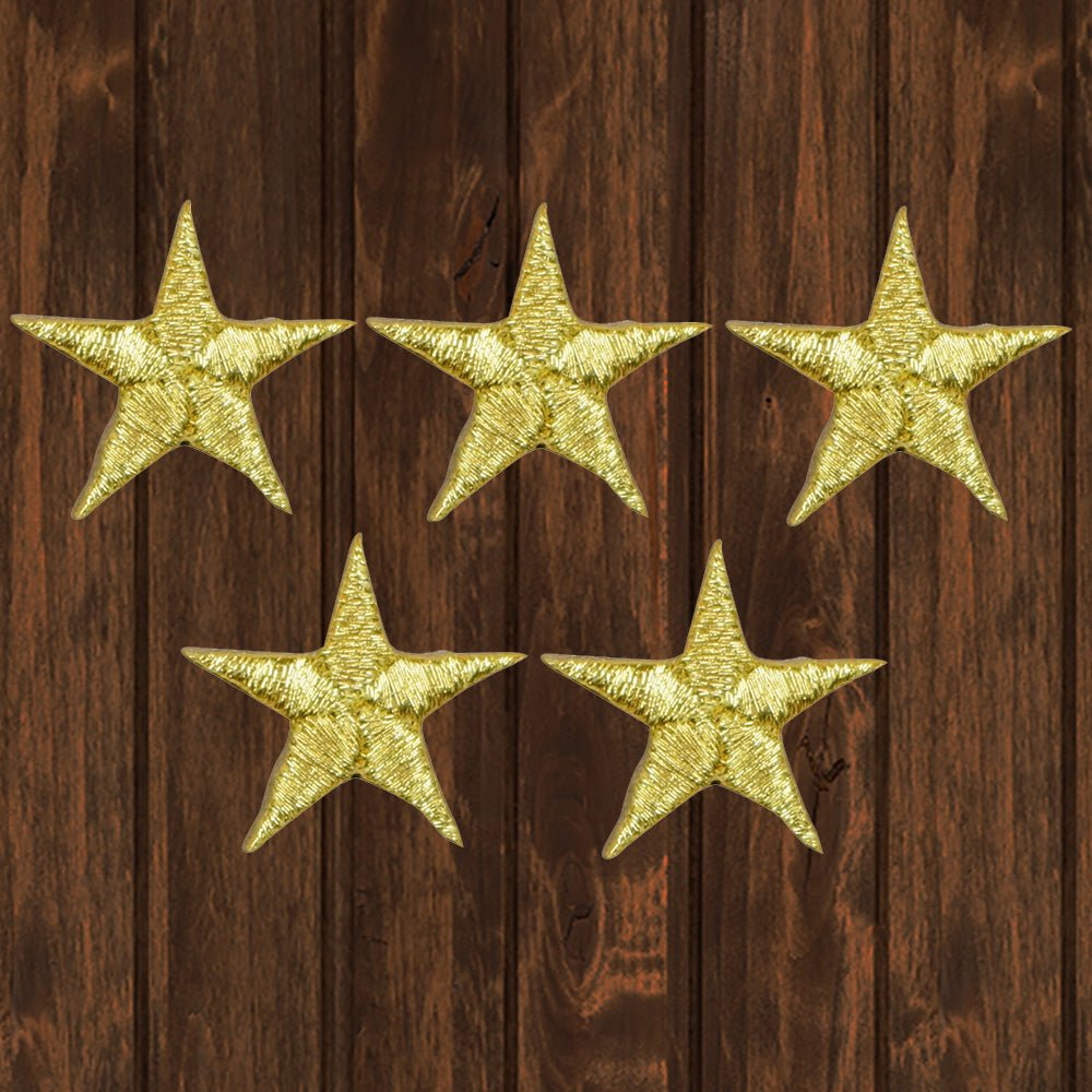 Gold Star Embroidered Patch, 7/8" — 5-Pack — Iron On | Paddy's Patches