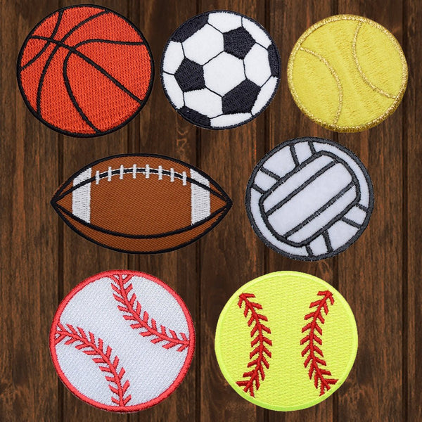 Sports Balls Embroidered Patch — 7-Pack — Iron On | Paddy's Patches
