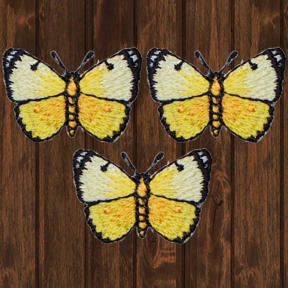 Mini Yellow Butterfly Embroidered Patch — 3-Pack — Iron On